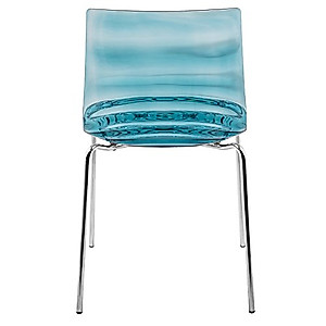 LeisureMod Astor Modern Dining Chair (Set of 4), Plastic, Transparent Blue