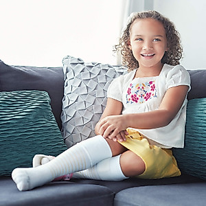 Core-Spun Patterned Child AFO Socks by SmartKnit- Halos 3 Pack - White/Grey/Black - Child Small