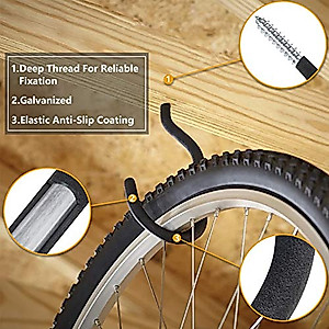 KURUI Bike Hooks for Garage Wall, 6 Pack Heavy Duty Bicycle Hangers for Hanging with PVC Coating, Wall Mount Bicycle Storage for Ceilings, Space Saving Utility Organizer for Basement Warehouse