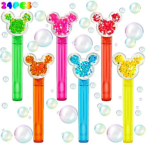 Generic Mouse Party Favors 24Pcs Glitter Mouse Bubble Wands for Kids Cute Mouse Ear Bubble Wand for Cartoon Mouse Theme Birthday Party Supplies Classroom Prizes Pinata Goodie Bag Stuffers Gifts