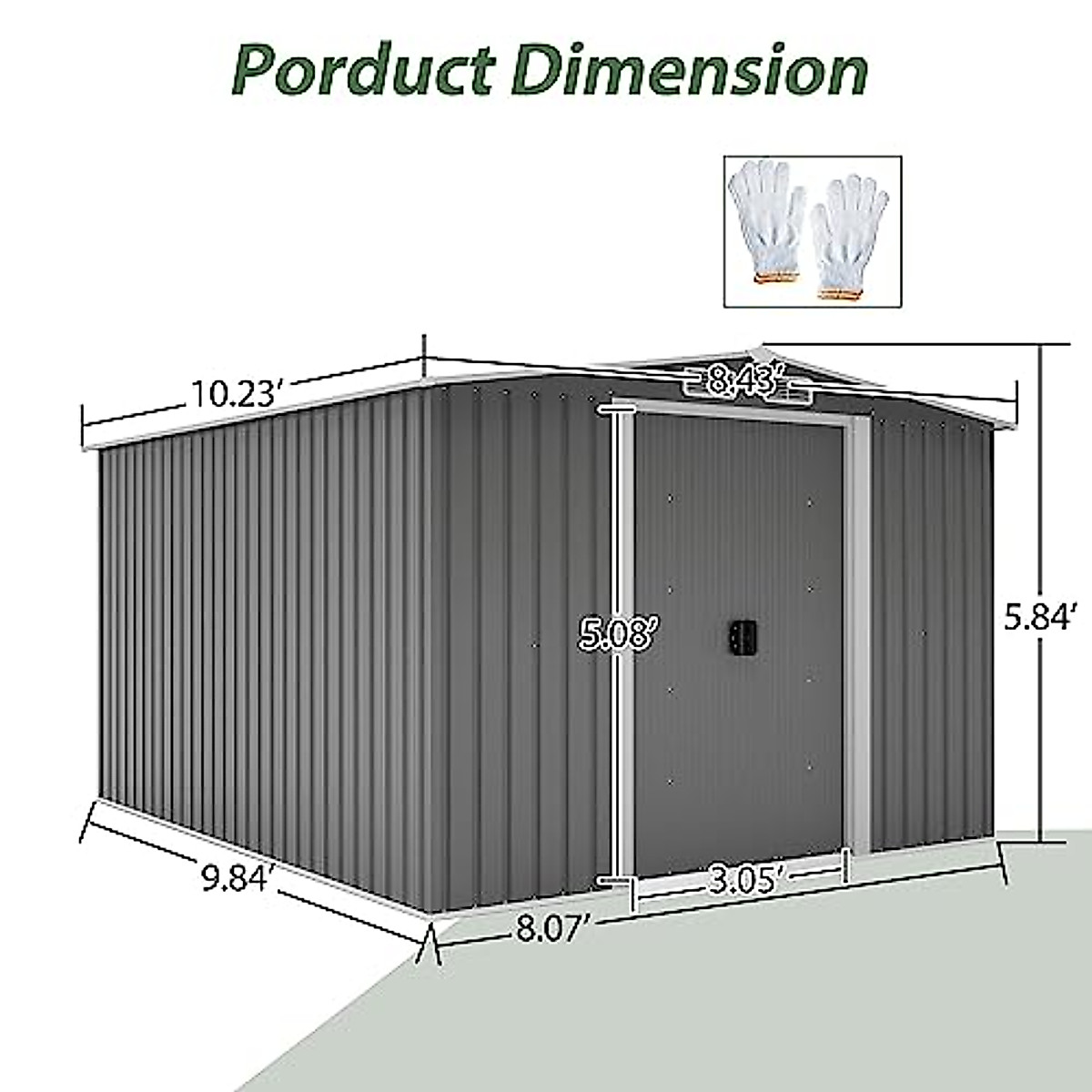 UBGO 10x8 FT Outdoor Metal Storage Shed,Waterproof Metal Garden Tool Storage Shed with Sloping Roof and Lockable Door,Garden Sheds Outdoor Shed for Backyard Garden Patio Lawn