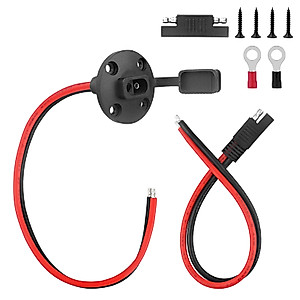 PAEKQ 10AWG Weatherproof Solar SAE Power Socket Sidewall Port SAE Quick Connector Harness Plug and SAE Connector Extension Cable for Solar Panel RVs Motorcycle Generator Battery Charger(1FT)