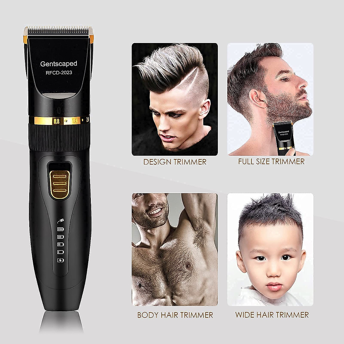 Professional Rechargeable Hair Clippers for Men,Gentscaped Hair Trimmers Cordless Precision Power,Barber Shavers Hair Cutting Kit,Titanium Steel Blade and LED Digital Display
