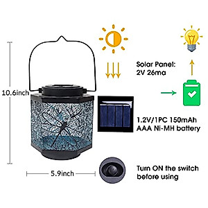 Solar Lantern Lights Outdoor Hanging Solar Powered Lanterns Decor Garden Waterproof LED Lights Solar Lanterns with Dragonfly Style Garden Solar Lanterns for Patio Yard Courtyard Porch Table