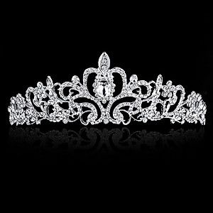 5 Pack Silver Crystal Tiara Crowns For Women Girls Princess Elegant Crown with Combs Women's Headbands Bridal Wedding Prom Birthday Party Headbands for Women