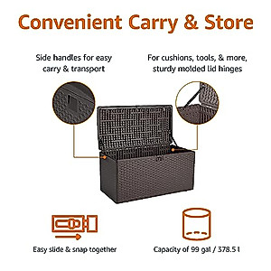 Amazon Basics Organization and Storage Outdoor 99 gallon Deck Box, Brown