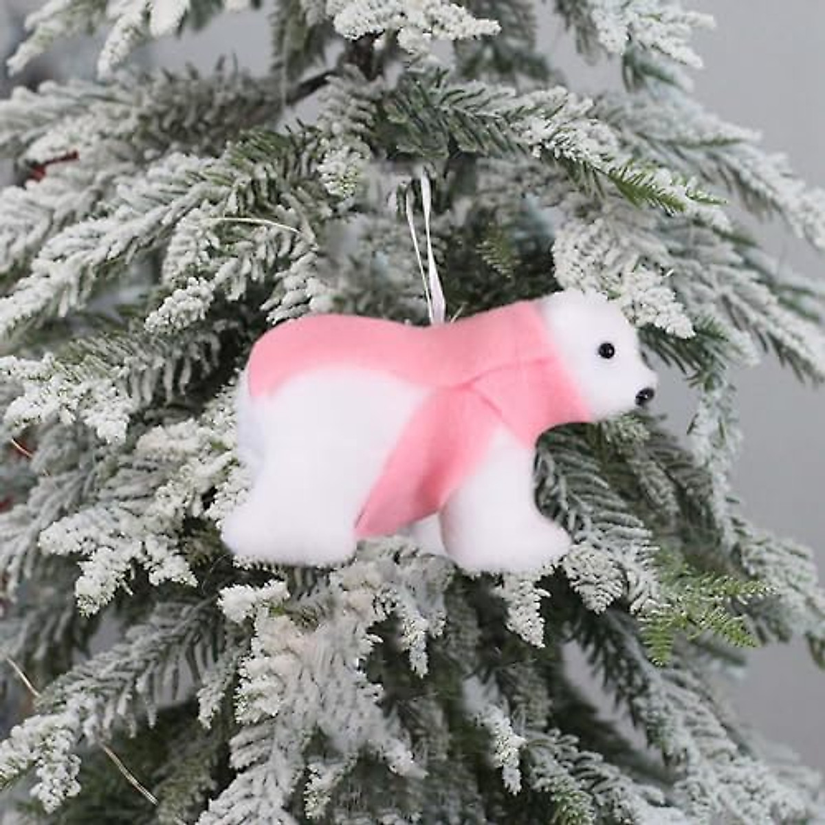 Christmas White Foam Scarf Bear Pendant Christmas Tree Decoration Pendant Scene Layout Mini Cute Plush White Bear Christmas Tree Pendant Home Decoration Christmas Tree Pendant ornaments-195