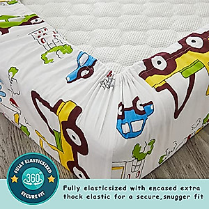 Brandream 6Piece Boys Crib Bedding Set Baby Vehicle Nursery Bedding with Car Trucks