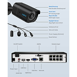 REOLINK 4K Security Camera System, 4pcs H.265 4K PoE Security Cameras Wired with Person Vehicle Detection, 8MP/4K 8CH NVR with 2TB HDD for 24-7 Recording, RLK8-800B4 Black