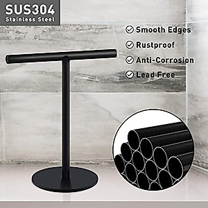 Mutclord T-Shape Hand Towel Holder - Free Standing Hand Towel Rack for Bathroom or Kitchen Countertops, with SUS304 Stainless Steel Matte Black Finish, Minimalist Style