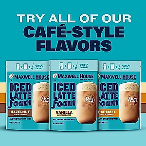 Maxwell House Vanilla Iced Latte Single Serve Instant Coffee Beverage Mix (Six, 1oz. Packets)