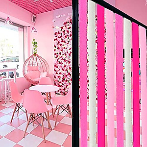 YSSAI Pink Party Decorations Pink Crepe Paper Streamers 8 Rolls 656 ft Tassels Streamer Garland Hanging Backdrops Decorations for Birthday Bachelorette Engagement Wedding Baby Shower Party Supplies