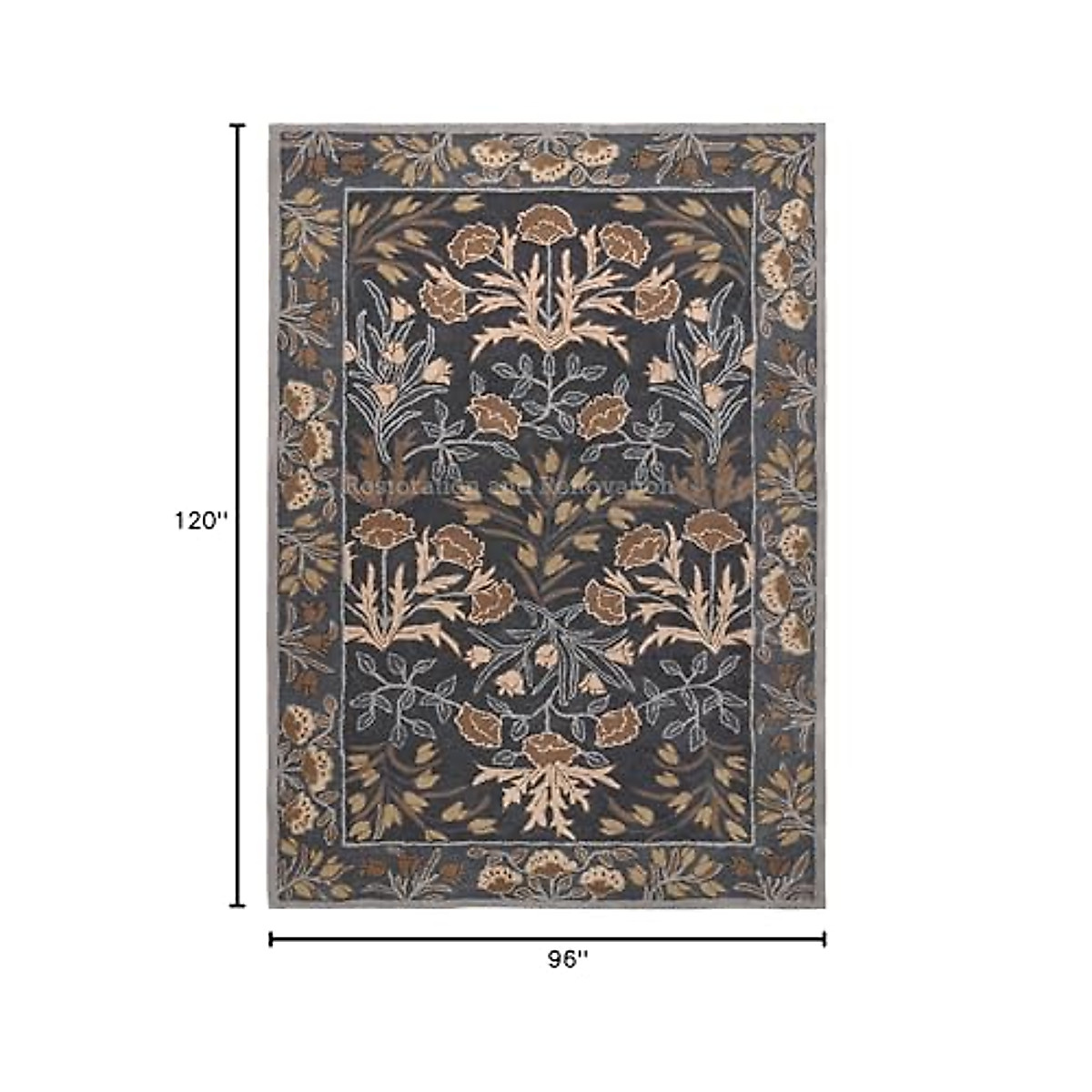 Restoration and Renovation Handmade Floral Adeline Beige/Blue Tulips Traditional Crafted Wool Area Rug for Living Room Bedroom and Kitchen (Blue, 4X6 FT)