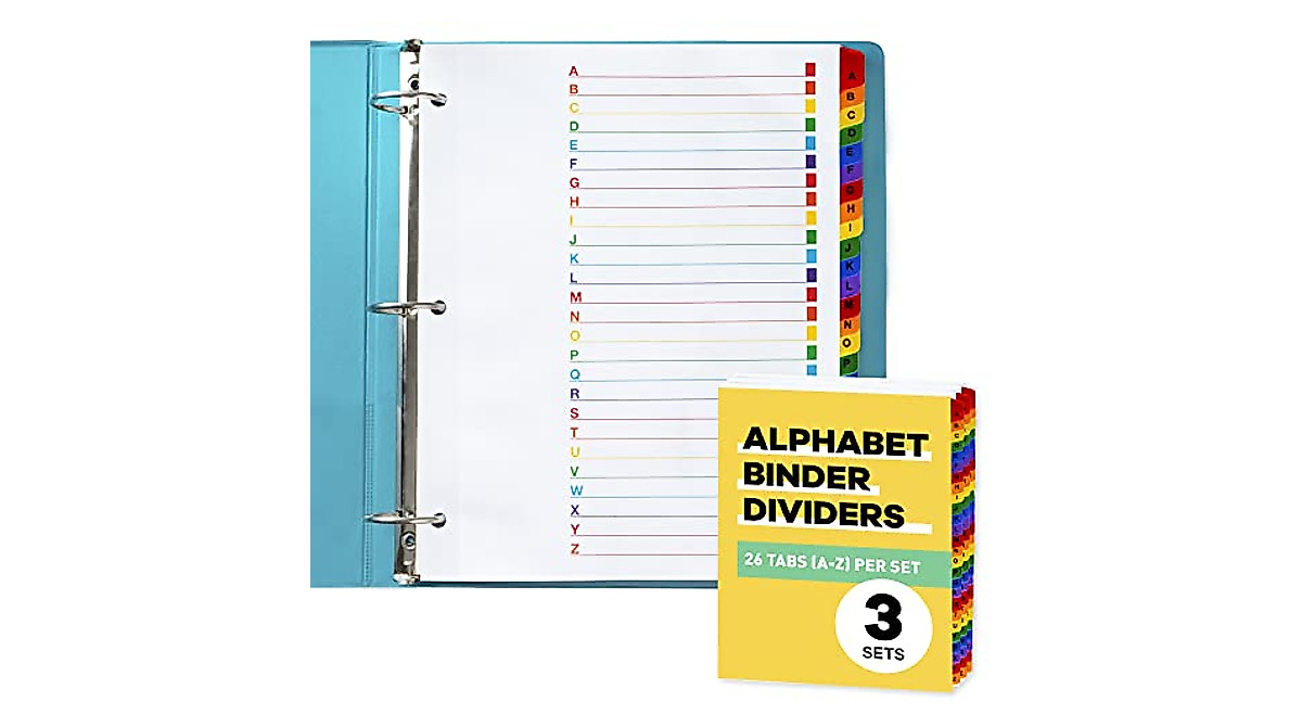 Organize with A-Z Binder Dividers - 3 Sets for 3 Ring Binders
