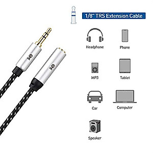 Cable Matters 2-Pack Headphone Extension Cable 10 ft (3.5mm Extension Cable/Aux Extension Cable) in Black & 2-Pack 3.5mm Audio Cable 6 ft (3.5mm Aux Cable/Aux Cord, Headphone Cable, Audio Cable)