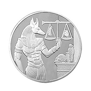 TENDYCOCO Anubis Coin Egyptian God Challenge Coin Commemorative Art Coin Collection Iron Souvenir Craft Gift Toy (Silver)