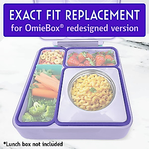[2 Pack] Lid Seal Gasket For OmieBox - Exact Fit Replacement Part For Kids Bento Lunch Box With Insulated Food Container - 100% Food-Safe Silicone Rubber (Purple) - Lunch Box NOT Included