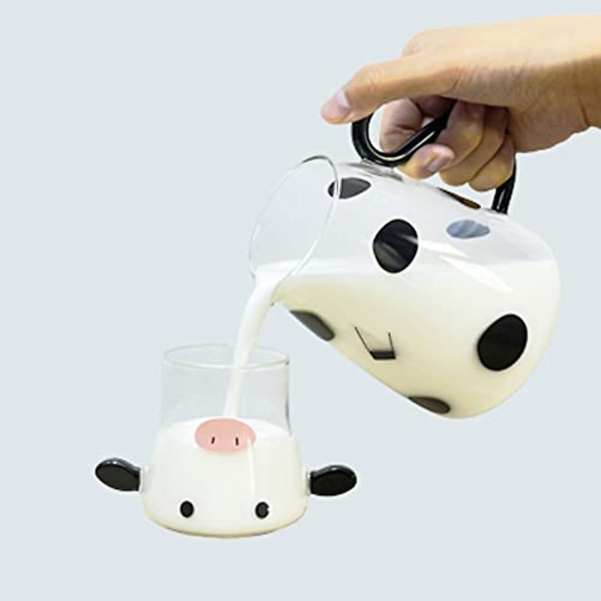 Cow Carafe Pitcher Cow Water Pitcher with Cup Bedside Water Carafe Cow Glass Set Cow Pitcher Water Carafe with Glass Cup for Nightstand