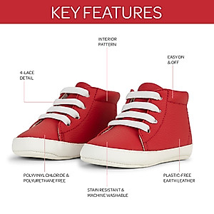 JuJuBe Sneakers for Babies & Infants - Machine Washable Vegan Leather Baby Shoes - Cherry Red - 9-12 Months