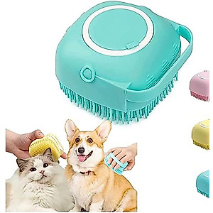 Bath brush for dogs or cats, with a shampoo dispenser tank, made of silicone, with soft bristles that provide a pleasant massage with deep cleaning for your pet