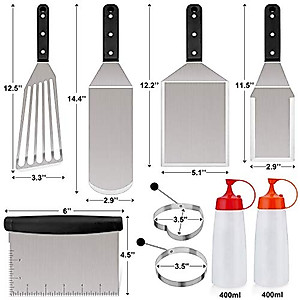 Homikit 14-Piece Metal Spatula Set, Stainless Steel Pancake Fish Egg Hamburger Turners, Griddle Flippers for Kitchen Restaurant BBQ Grilling Cast Iron Skillet, Dishwasher Safe