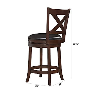 Ball & Cast Upholstered Swivel Counter Height Bar Stools 24 Inch Seat Height Kitchen Stool Chairs, Cappuccino