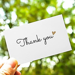 RXBC2011 100 Little Thank You Cards Gold Heart Design Bulk Thank you Notes for All Occasions 3.5 x 2 Inch