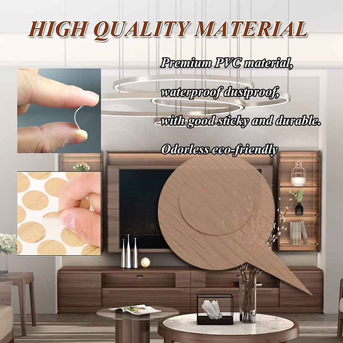 Adhesive Screw Stickers, Dustproof Screw Hole Sticker, 21mm PVC Cover Caps, 7 Colors 378pcs Waterproof Wood Textured Cover for Cabinets Wardrobe Bookcase Desk Furniture Wall Screw Cam Locks Repairing