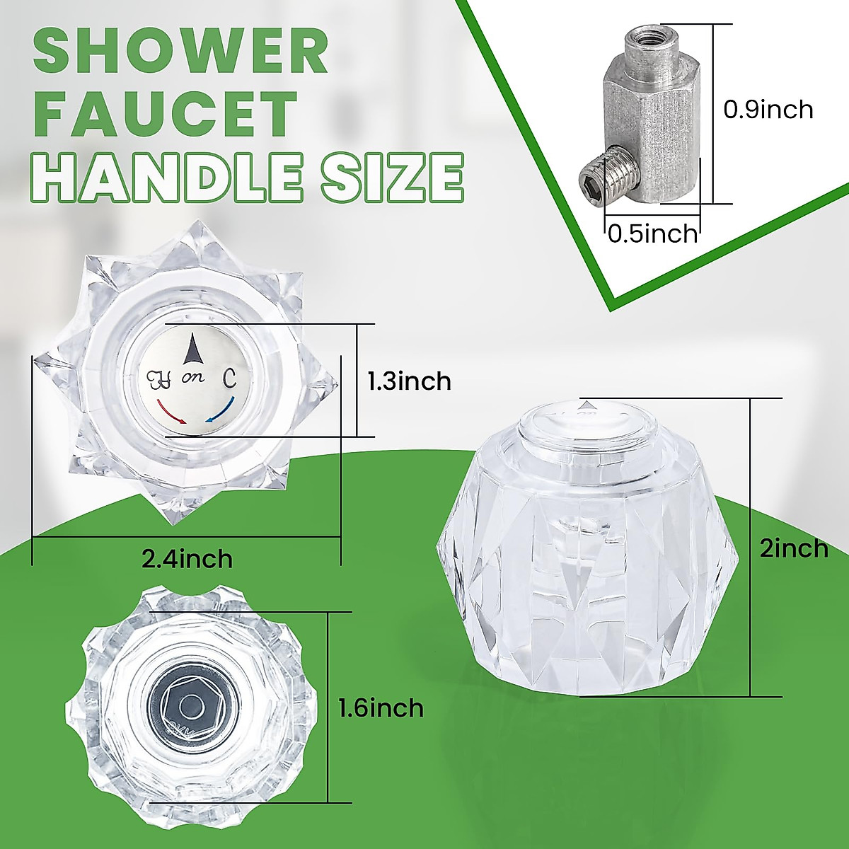 Shower Faucet Handle Replacement for RP41661, Replacement Shower Handle Compatible with Delta and Peerless Single Handle Tub Faucets, Clear Acrylic Shower Faucet Handle