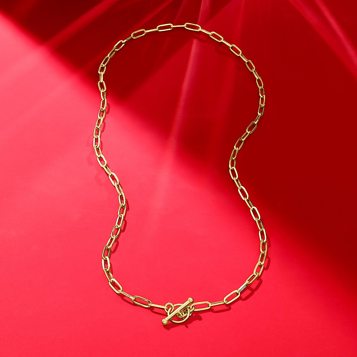 RS Pure by Ross-Simons Italian 14kt Yellow Gold Paper Clip Link Toggle Necklace. 18 inches