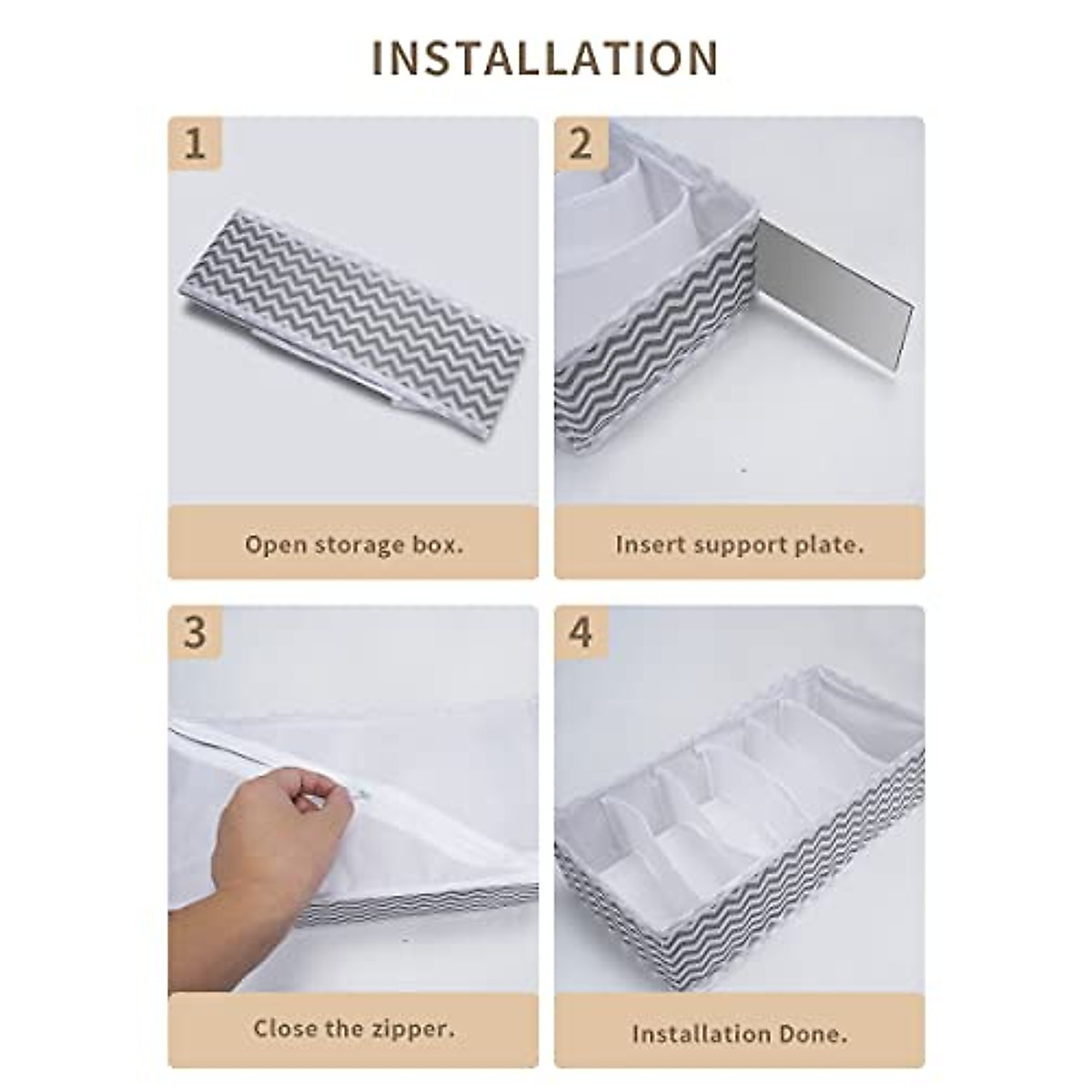 SandKing 6PACK Drawer Organizers Dividers, Clothes Wardrobe Organizer Bins Storage box with Cardboard for Sorting Baby Clothes, Underclothes, Scarf