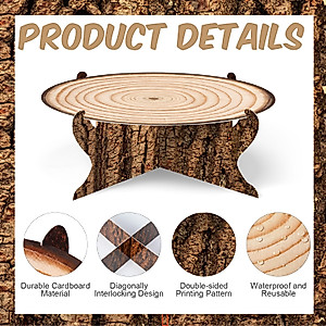 Zopeal Wooden Cupcake Stand Decoration Woodland Cupcake Stand Western Themed Cake Stand Rustic Camping Party Cake Holder for Woodland Baby Shower Decorations Forest Safari Birthday Party Supplies