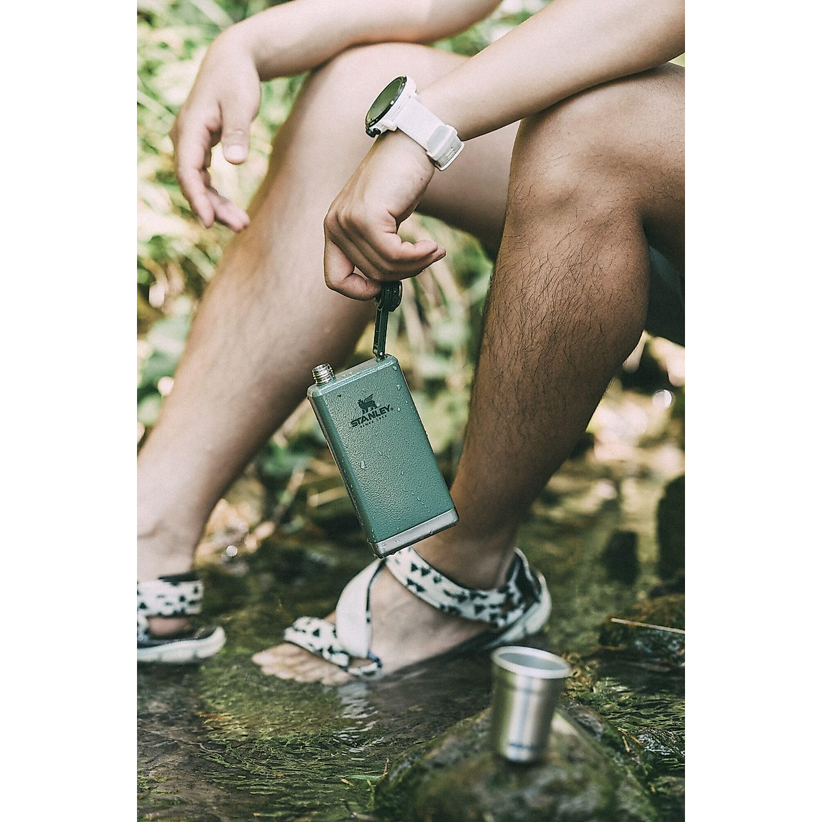 Stanley Adventure The Pre-Party Flask , Hammertone Green, 8oz