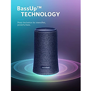 Bluetooth Speaker, Soundcore Flare Wireless Speaker by Anker, Portable Party Speaker with 360° Sound, Enhanced Bass, Ambient LED Light, IP67 Dustproof & Waterproof, and 12H Battery Life—Blue (Renewed)