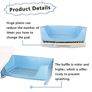 PINVNBY Large Rabbit Litter Box Bigger Pet Litter Pan Trainer with Drawer Corner Toilet Box for Adult Guinea Pigs Chinchilla Ferret Hedgehog Small Animals(Blue)