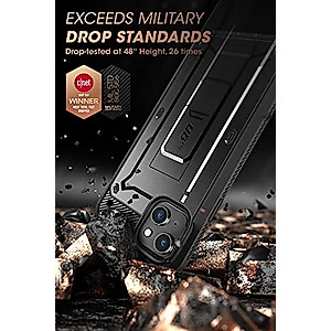 SUPCASE Unicorn Beetle Pro Series Case for iPhone 13 (2021 Release) 6.1 Inch, Built-in Screen Protector Full-Body Rugged Holster Case (Black)