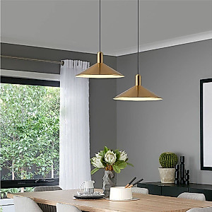 KCO Lighting Mid Century Modern Dome Pendant Light Gold and Black Barn Pendant Light Brass Cone Ceiling Pendant Light Fixture Farmhouse Kitchen Island Lighting (Gold)