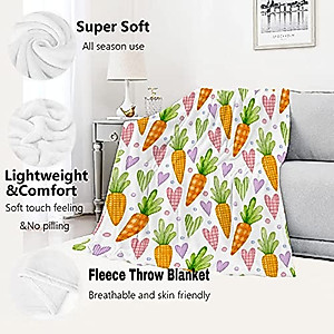 Easter Blanket Cute Carrots Blanket Soft Cozy Warm Lightweight Plush Fleece Throw Blanket Bed Quilts Easter Gifts for Women Men Couch Sofa Travel 60"x80" L for Adults