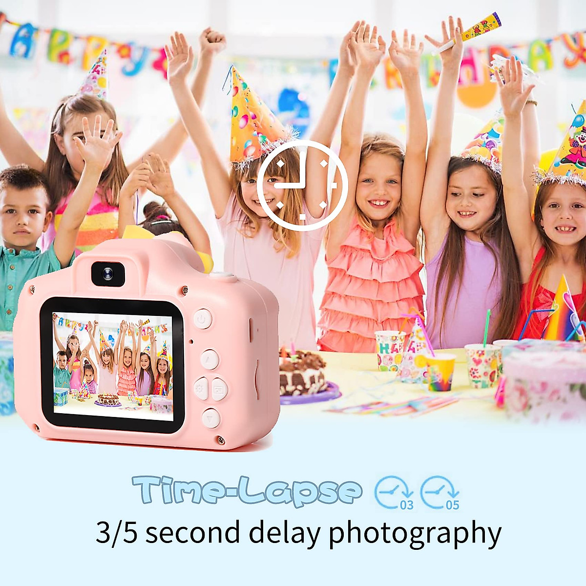 Kids Camera, Christmas Birthday Gifts for Boys Age 3-9, HD Digital Video Cameras for Toddler, Portable Toy for 3 4 5 6 7 8 Year Old Boy with 32GB SD Card(Pink)