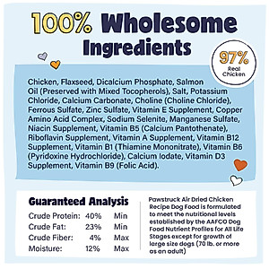 Pawstruck All Natural Air Dried Dog Food w/Real Chicken - Grain Free, Made in USA, Non-GMO & Vet Recommended - High Protein Limited Ingredient Wholesome Full-Feed - for All Breeds & Ages - 2lb Bag