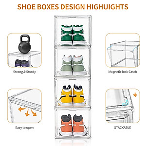 CKHXR 1 Pack X-Large Acrylic Clear Shoe Boxes,Professional Boot and Hat Display Case Organizer,Purse Organizer for Closet,360° Clear Plastic Stackable Sneaker Storage for Sneakerhead,Fits US Size 14.5
