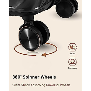 LUGGEX PC 24 Inch Luggage with Spinner Wheels - Hardside Expandable Medium Checked Luggage - Aluminum Corner for Hassle-free Travel (Black Suitcase)