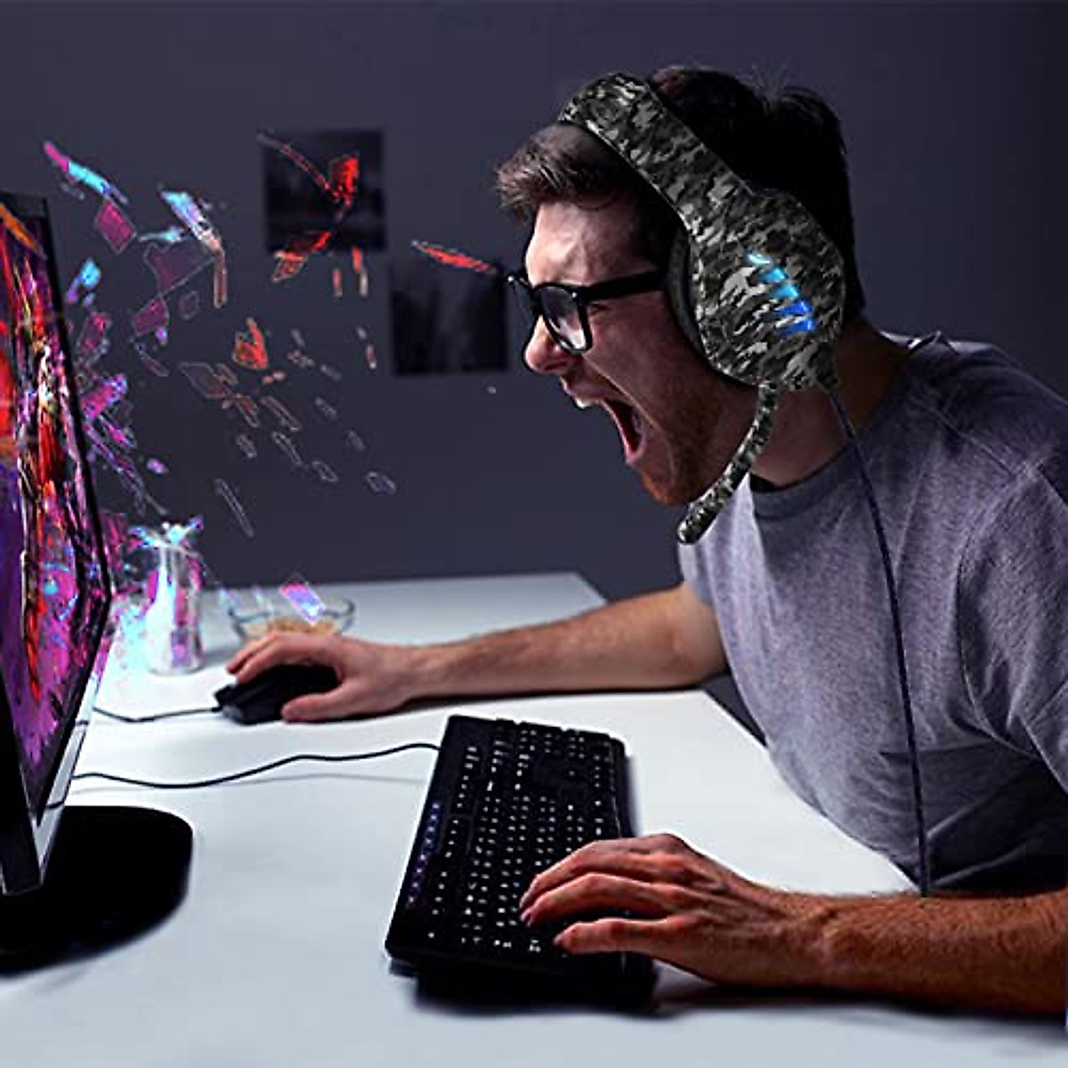 targeal Gaming Headset with Microphone - for PC, PS4, PS5, Switch, Xbox One, Xbox Series X|S - 3.5mm Jack Gamer Headphone with Noise Canceling Mic - Camo