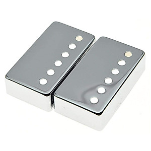 KAISH Set of 2 Humbucker Guitar Pickup Cover Brass Humbucker Pickup Covers 49.2mm/52mm Pole Spacing Pickup Covers Chrome