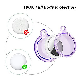 AirTags Case, AIRSPO 4 Pack Airtag Finder Protective Cover Clear TPU Waterproof Anti-Scratch Apple AirTags Holders with Keychain（Purple+Pink+Green+Blue