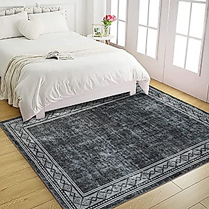 NANAN 8x10 Non-Shedding Area Rugs Easy to Clean Short Shag Plush Area Rug Washable Folding Back Rug Anti-Slip Area Rug for Living Room, Bedroom,Children's Room,Grey 8'x10'