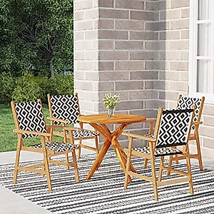 Camerina 5 Piece Patio Dining Set Outdoor Dining Table Set Patio Table and Chairs Set Outdoor Patio Dining Set Solid Wood Acacia 3087131