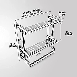 FVRTFT Shower Caddy Shelf with 4 Hooks, Caddy Organizer Wall Mounted Rustproof Basket with Adhesive,Stainless Steel, Storage Rack for Bathroom Shower Kitchen (Size : 60cm)