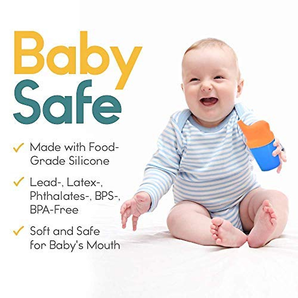 Ashtonbee Silicone Sippy Cup Lids, Elephant Stretch Lids for Soft Spout Sippy Cup, Spill-proof Toddler Sippy Cups Lid, Set of 5