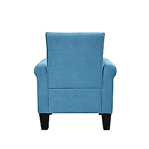 AnwickNomo Linen Fabric Upholstered Reclining Chair, Lounge Arm Chair, Comfy Single Sofa Chair for Reading, Living Room, Bedroom, Office，Waiting Room (Light Blue)